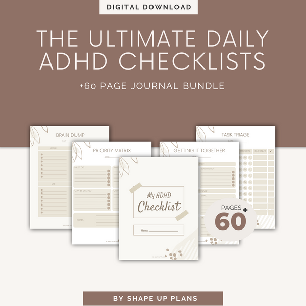 ADHD Planner and Checklists Bundle Pack – Shape Up Plans